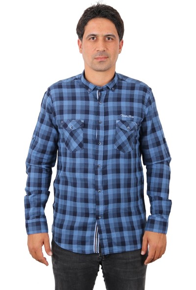 Rabi Rbj Rabi Jeans Erkek Cotton Uzun Kol Slimfit Ekose Gömlek