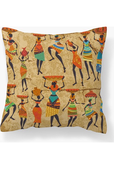 Fatih Kadın Figürlü Kırlent Kılıfı - Toprak