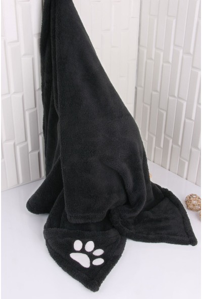 Baveno Evcil Hayvan Kedi/köpek Cepli Kurulama Havlusu Pati Nakışlı Siyah