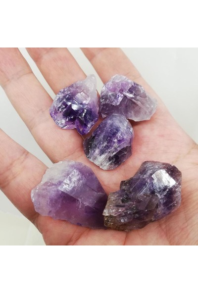 ByKolyeucum 2 Adet Doğal Ham Ametist Taşı (3 Cm) - KLCKT0065