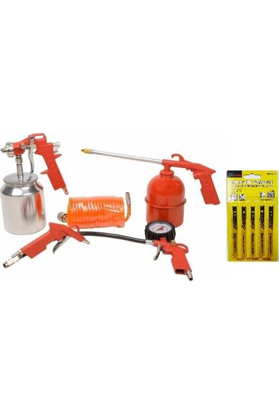 Makro 5 Parça Havalı Alet Seti Boya Mazot Tabancası Hava Hortumu Makro 5 Parça Havalı Alet Seti Boya Mazot Tabancası Hava Hortumu