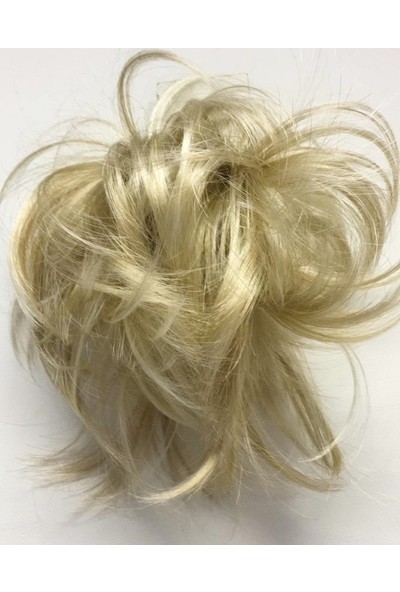 Prenses Peruk Dore Sarı Sentetik Saç Telli Hazır Topuz Tokası