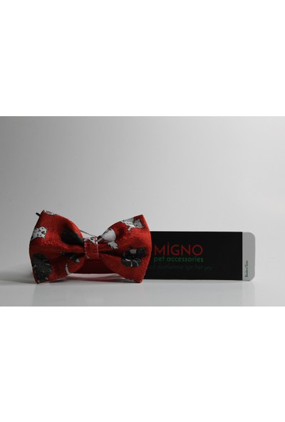 Migno Kırmızı Renk Kedi Desenli Tasmalı Papyon S 22/35CM Migno Kırmızı Renk Kedi Desenli Tasmalı Papyon S 22/35CM