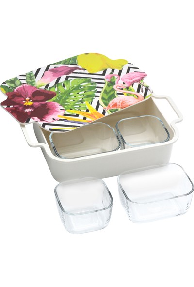 Lotus 4'lü Melamin Kapaklı Cam Kahvaltılık 30X21 cm Lotus 4'lü Melamin Kapaklı Cam Kahvaltılık 30X21 cm