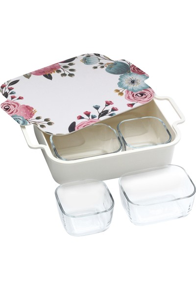 Lotus 4'lü Melamin Kapaklı Cam Kahvaltılık 30X21 cm Lotus 4'lü Melamin Kapaklı Cam Kahvaltılık 30X21 cm