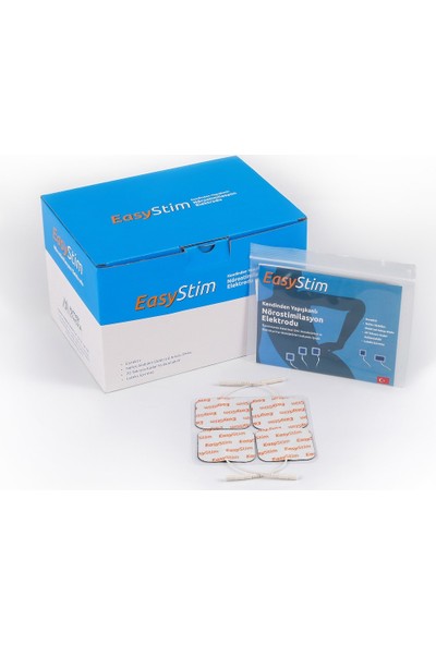 Easystim 5 x 5 cm Kablolu Kare Tens Pedi 4'lü Easystim 5 x 5 cm Kablolu Kare Tens Pedi 4'lü