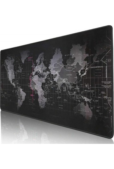 Gamingpadci 70 x 30 cm Black Dünya Desenli Dikişli Kaydırmaz Taban Mouse Pad Oyuncu Gaming