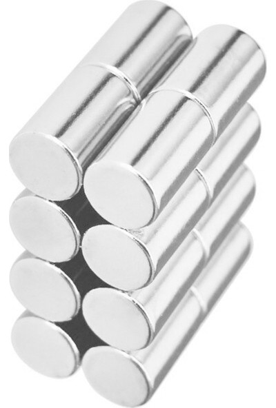 Mıknatıs Market 10 Adet 10 x 15 mm Yuvarlak Güçlü Neodyum Mıknatıs Çap 10 mm Kalınlık 15 mm