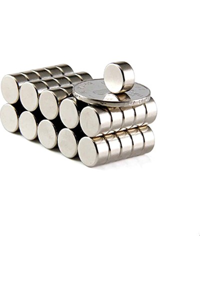 Mıknatıs Market 10 Adet 10 x 5 mm Yuvarlak Güçlü Neodyum Mıknatıs Çap 10 mm Kalınlık 5 mm