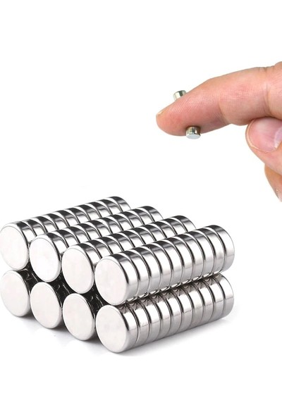 Mıknatıs Market 100 Adet 5 x 2 mm Yuvarlak Güçlü Neodyum Mıknatıs Çap 5 mm Kalınlık 2 mm
