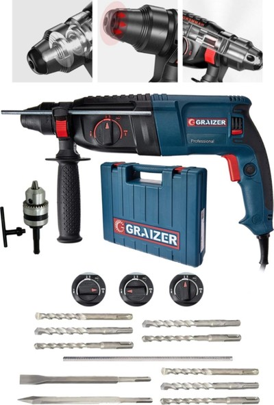Graizer Sca 3000 W Kırıcı Delici Hilti Matkap Metal Şanzumanlı ++ 10 Adet Uç ++Yedek Mandren Graizer Sca 3000 W Kırıcı Delici Hilti Matkap Metal Şanzumanlı ++ 10 Adet Uç ++Yedek Mandren