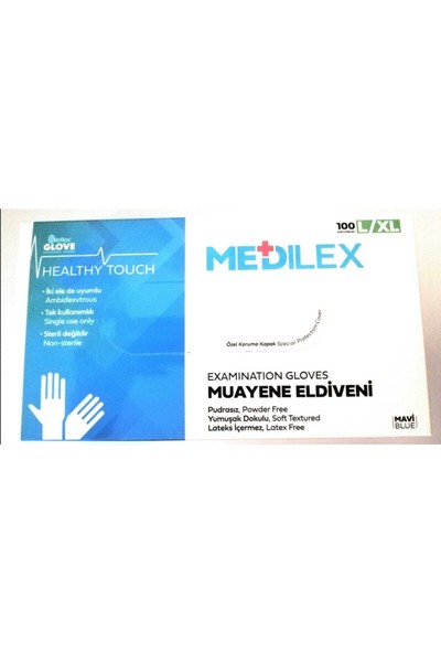 Reflex Medilex Pudrasız Mavi Muayene Eldiven 100'LÜ Large Reflex Medilex Pudrasız Mavi Muayene Eldiven 100'LÜ Large