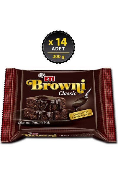 Eti Browni Classic Çikolatalı Fındıklı İkramlık Kek 200 g x 14 Adet Eti Browni Classic Çikolatalı Fındıklı İkramlık Kek 200 g x 14 Adet