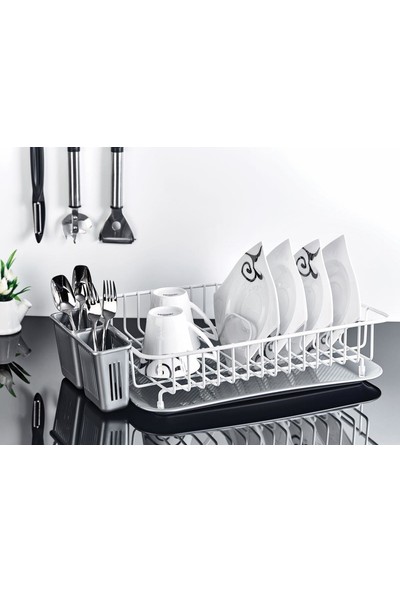 Okyanus Home Metal Tek Katlı Modern Tabaklık - Bulaşıklık Okyanus Home Metal Tek Katlı Modern Tabaklık - Bulaşıklık