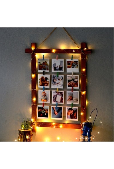 Botanica Fotoğraf Çerçevesi Ahşap Çerçeve Foto Askısı LED Işıklı Anı Fotoğraflığı 50X70