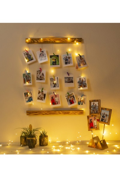 Botanica Fotoğraf Çerçevesi Ipli Hediyelik Ledli Çoklu Fotoğraf Çerçeve