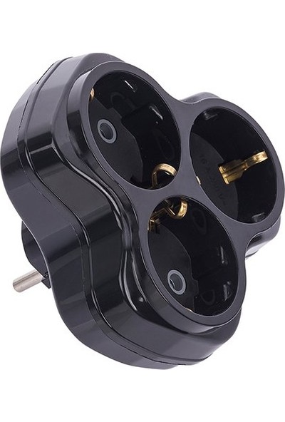 Yapıtaşı Konza 3lü Golyat Priz-Beyaz-Siyah Çocuk Korumalı-Yüksek Kalite