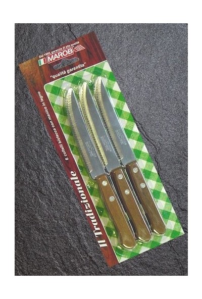 Marob Italyan Marob 12'Li Ahşap Saplı Et/Biftek Bıçağı Seti Marob Italyan Marob 12'Li Ahşap Saplı Et/Biftek Bıçağı Seti