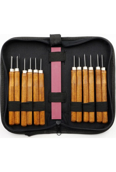 Valkyrie Kahverengi Saplı 12'li Ahşap ve Seramik Oyma Seti Valkyrie Kahverengi Saplı 12'li Ahşap ve Seramik Oyma Seti