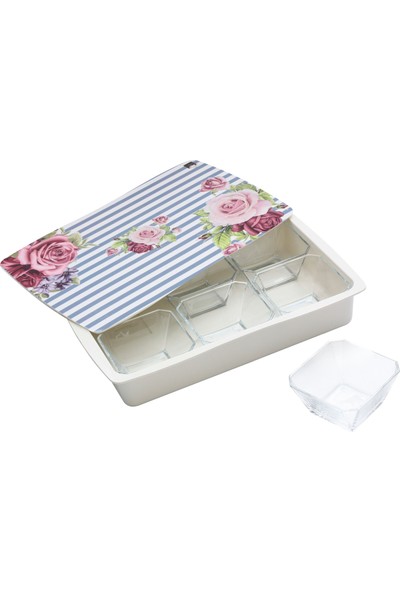 Lotus 6'lı Melamin Kapaklı Cam Kahvaltılık 37X24 cm