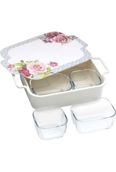 Lotus 4'lü Melamin Kapaklı Cam Kahvaltılık 30X21 cm Lotus 4'lü Melamin Kapaklı Cam Kahvaltılık 30X21 cm