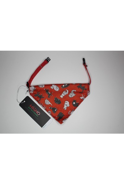 Migno Kırmızı Renk Kedi Desenli Tasmalı Bandana M 25/40 cm Migno Kırmızı Renk Kedi Desenli Tasmalı Bandana M 25/40 cm