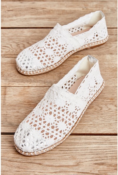 Bambi Beyaz - Gümüş Kadın Espadril L0534100013