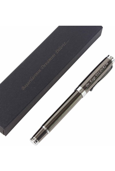 Hediye Rengi İsme Özel Füme Lüx Roller Kalem Kutulu