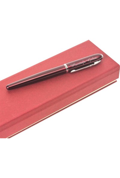 Hediye Rengi İsme Özel Metal Bordo Dolma Kalem Özel Tasarım Kutulu