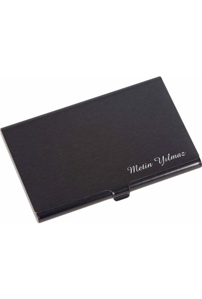 Hediye Rengi İsme Özel Metal Siyah İnce Kartvizitlik