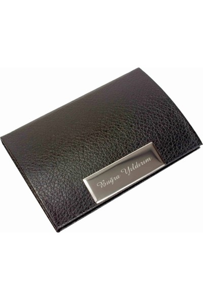 Hediye Rengi İsme Özel Siyah Deri Kartvizitlik