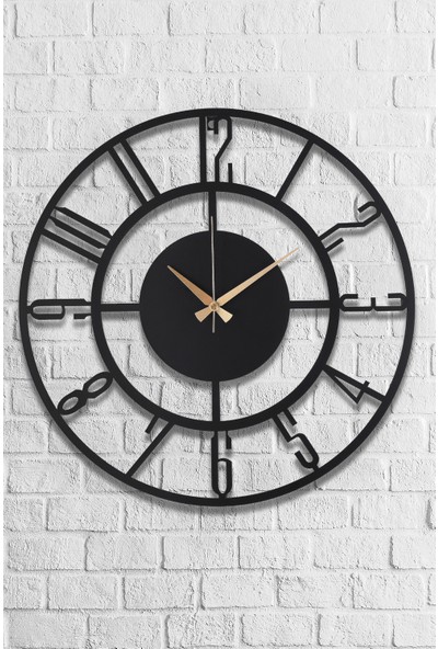 Muyi̇ka Bunnela Metal Siyah Duvar Saati 50 x 50 cm