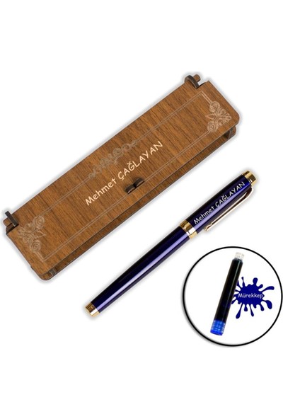 Hediye Rengi İsme Özel Premium Metal Dolma Kalem Ahşap Kutulu Lacivert Hediye Rengi İsme Özel Premium Metal Dolma Kalem Ahşap Kutulu Lacivert