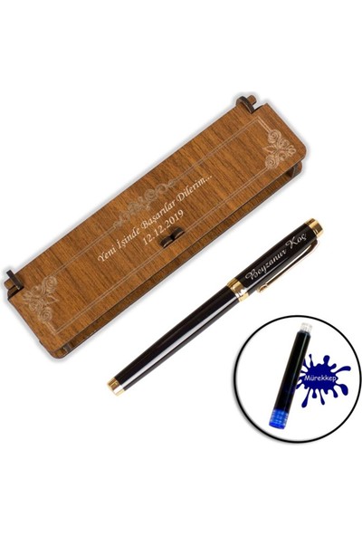 Hediye Rengi İsme Özel Premium Metal Dolma Kalem Ahşap Kutulu Siyah Hediye Rengi İsme Özel Premium Metal Dolma Kalem Ahşap Kutulu Siyah