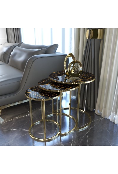 Pukka Sehpa Gold Zigon Sehpa Temperli Cam Pukka Sehpa Gold Zigon Sehpa Temperli Cam