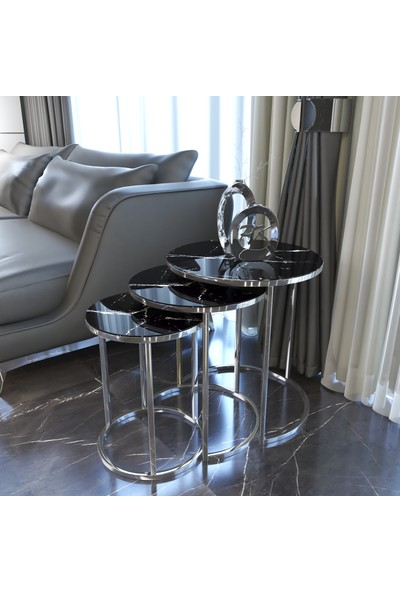 Pukka Sehpa Gümüş Zigon Sehpa Temperli Cam Pukka Sehpa Gümüş Zigon Sehpa Temperli Cam