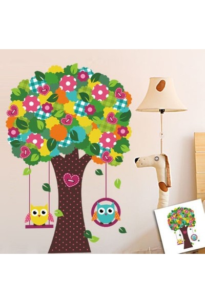 Kt Decoration Bebek ve Çocuk Odası Dekorasyonu Renkli Ağaç ve Baykuşlar Pvc Duvar Sticker Yapıştırma Dekor Kt Decoration Bebek ve Çocuk Odası Dekorasyonu Renkli Ağaç ve Baykuşlar Pvc Duvar Sticker Yapıştırma Dekor