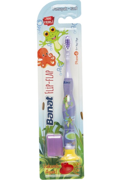 Banat Flip-Flap Vakumlu Ayak +5 Yaş Yumuşak Diş Fırçası Mor Banat Flip-Flap Vakumlu Ayak +5 Yaş Yumuşak Diş Fırçası Mor