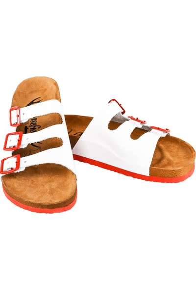 Moosefield Deri Beyaz Kadın Terlik