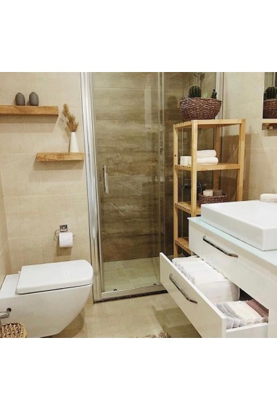 Aksöz Tasarım Ahşap Izgaralı Dekoratif Raf 5'li Ahşap Raf