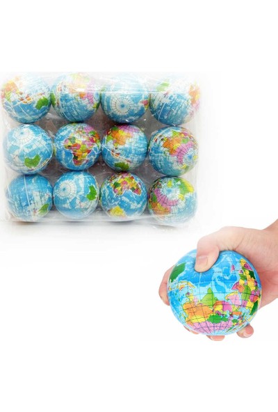 Ay Ticaret Dünya Görselli Yumuşak Stres Topu 12'adet