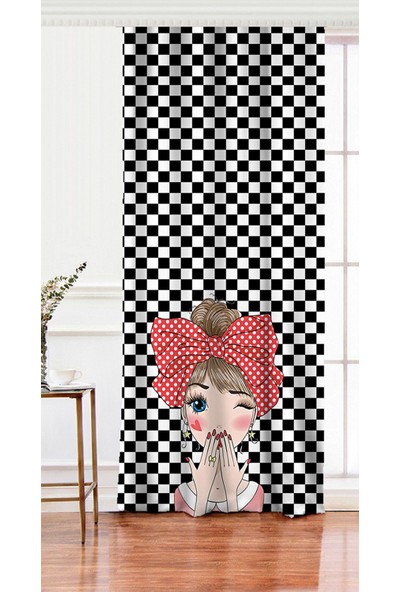 RealHomes Tek Kanat Fashion Girl Temalı Dijital Baskılı 3D Salon Fon Perdesi