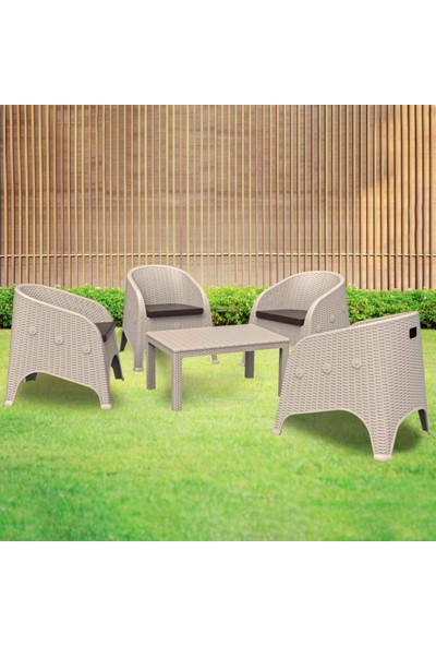 Olivya 4lü Bahçe Mobilyası ve Koltuk Takımı Cappuccino Olivya 4lü Bahçe Mobilyası ve Koltuk Takımı Cappuccino