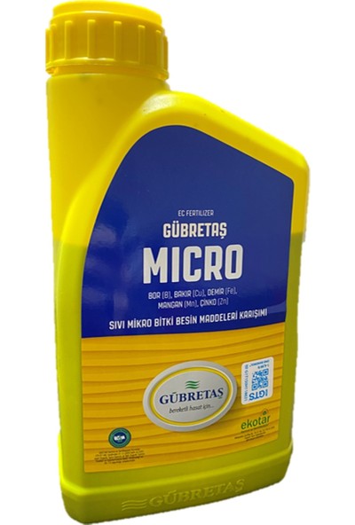 Gübretaş Micro Organik Sıvı Mikro Bitki Besin Maddeleri Karışımı Bor Bakır Demir Mangan Çinko Gübre 1 lt Gübretaş Micro Organik Sıvı Mikro Bitki Besin Maddeleri Karışımı Bor Bakır Demir Mangan Çinko Gübre 1 lt