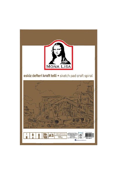 Mona Lisa A5 Kraft Telli Eskiz Defteri 120G 50 Yaprak Mona Lisa A5 Kraft Telli Eskiz Defteri 120G 50 Yaprak