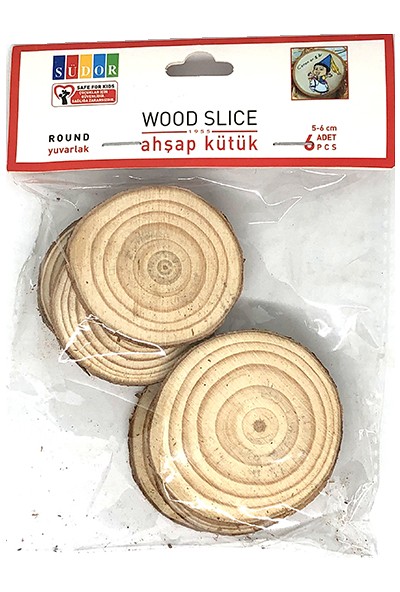 Südor Ahşap Kütük Yuvarlak 5-6 cm 6'lı