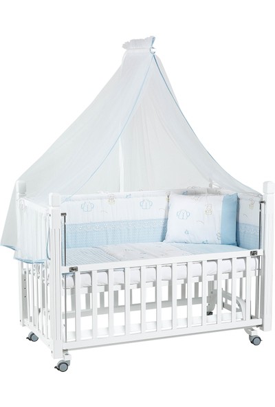 Pepper Kids Tahterevalli Cuppa Beyaz / Mavi Anne Yanı Ahşap Sallanır Beşik - 60 x 120 cm Pepper Kids Tahterevalli Cuppa Beyaz / Mavi Anne Yanı Ahşap Sallanır Beşik - 60 x 120 cm