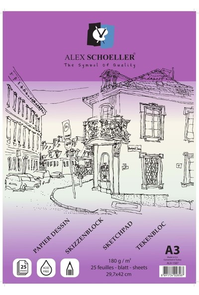 Alex Schoeller Spiralli Eskiz Blok A3 180 gr 25'li