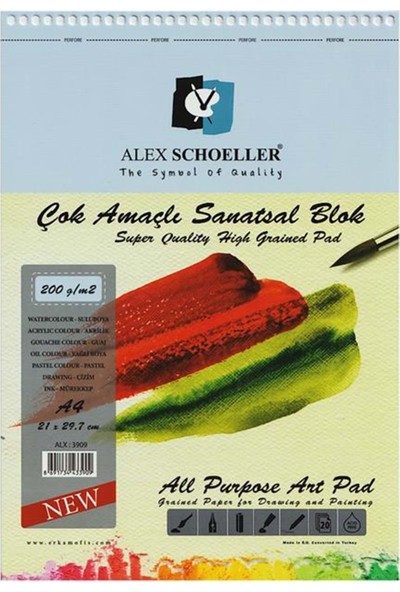 Alex Schoeller Çok Amaçlı A4 Spiralli Resim Defteri 200 gr 20'li