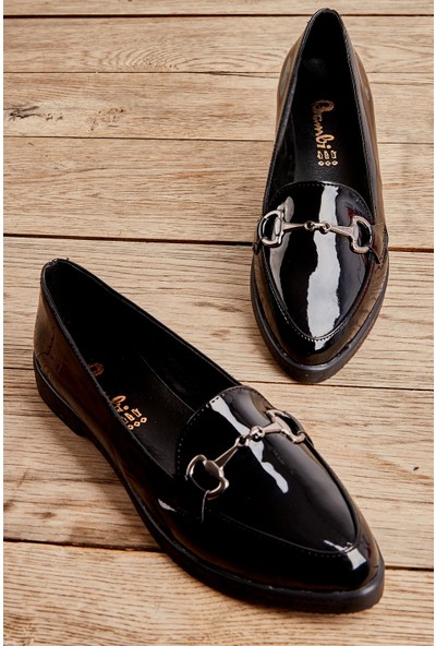 Bambi Siyah/Leopar Kadın Loafer Ayakkabı